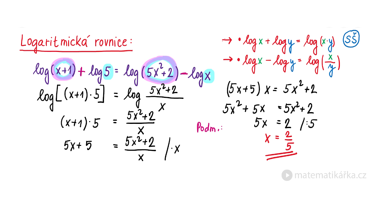 Doučování z matematiky - Logaritmická rovnice | Stream