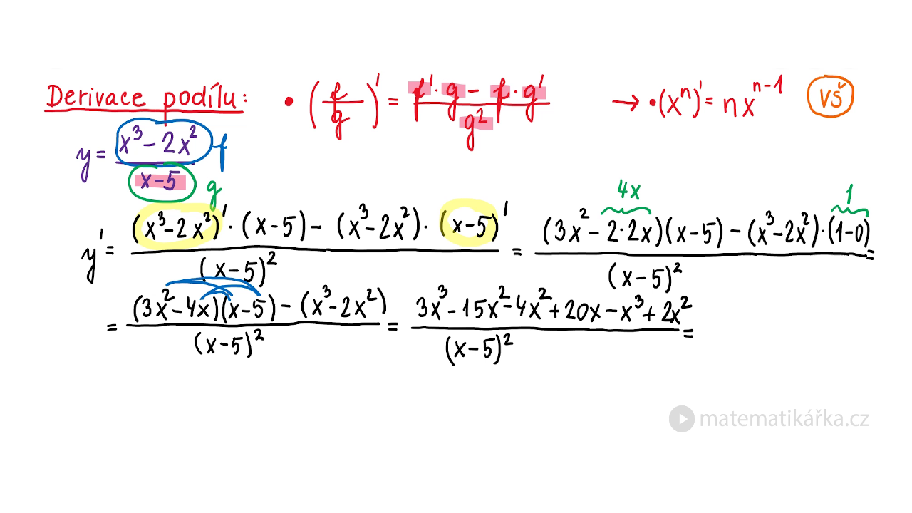 Derivace podílu - dvě funkce v dělení | Stream