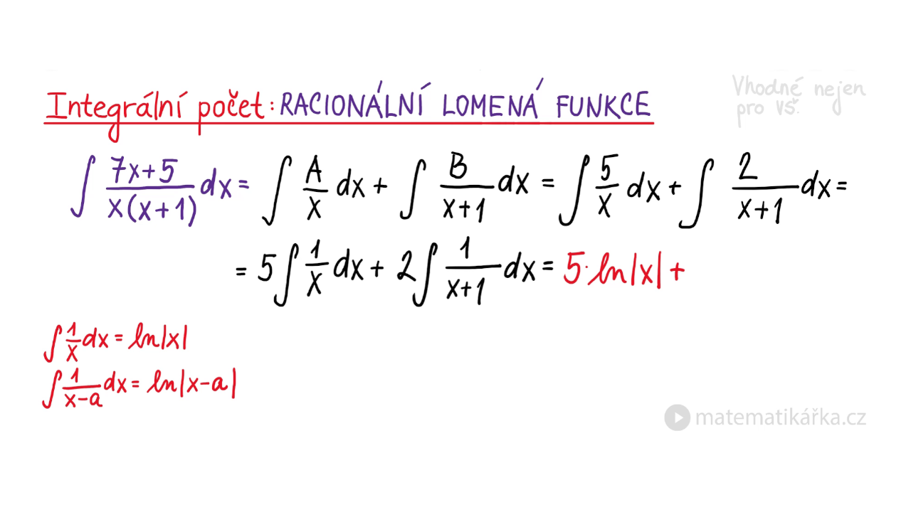 Racionální lomená funkce - Integrace příklad | Stream