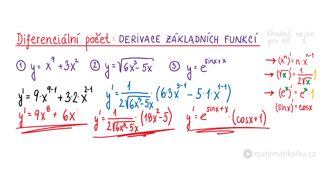 Derivace funkcí - základ | Doučování z matiky VŠ | Stream